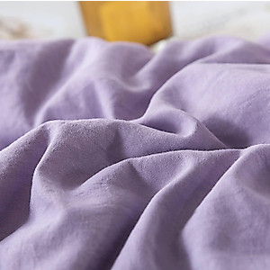 TanNicoor Pom Fringe Duvet Cover Set - 3 Piece Natural Ultra SOFE Color Washed Microfiber Bedding Set, Modern Style Down Comforter Quilt Cover with Zipper Closure(Queen, Lavender Purple)