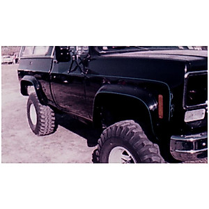 Bushwacker Cutout Pocket/Rivet Style Rear Fender Flares | 2-Piece Set, Black, Smooth Finish | 40004-11 | Fits 1973-1980 Blazer; 73-91 Jimmy; 73-87 GMC C1500; 75-80 K10/K20; 75-78 C15/R20/C25