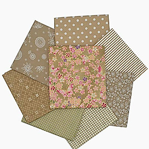 iNee Light Coffee Fat Quarters Fabric Bundles, Quilting Sewing Fabric, 18 x 22 inches,(Light Coffee)