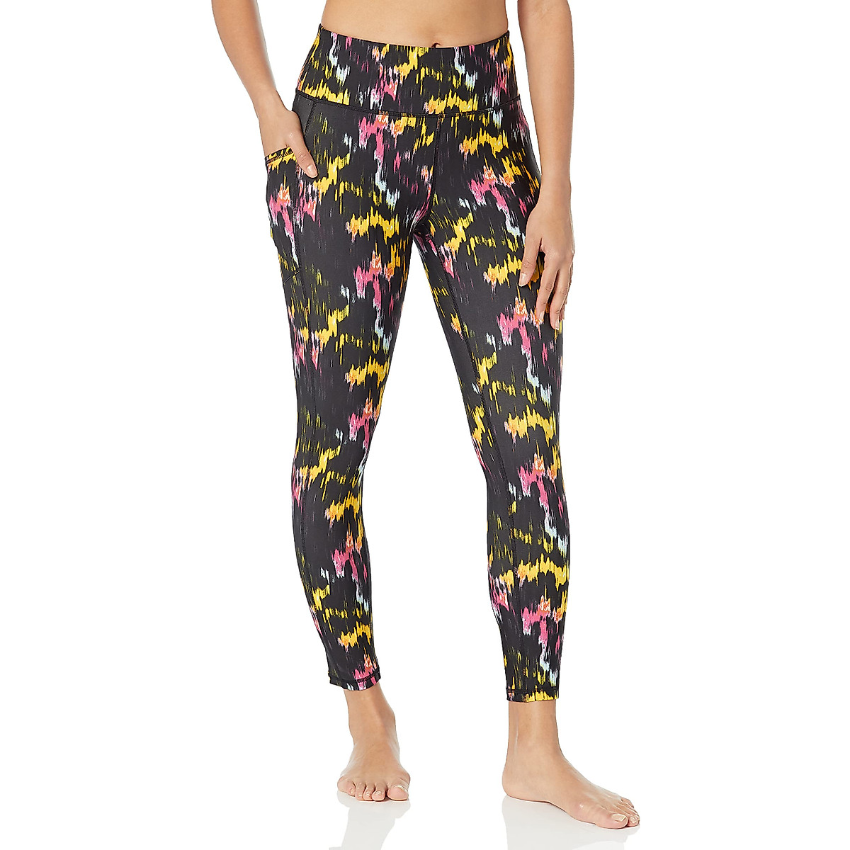 DKNY Women's Tight Printed High Waist Performance Leggings, Currant Light Trace, X-Large