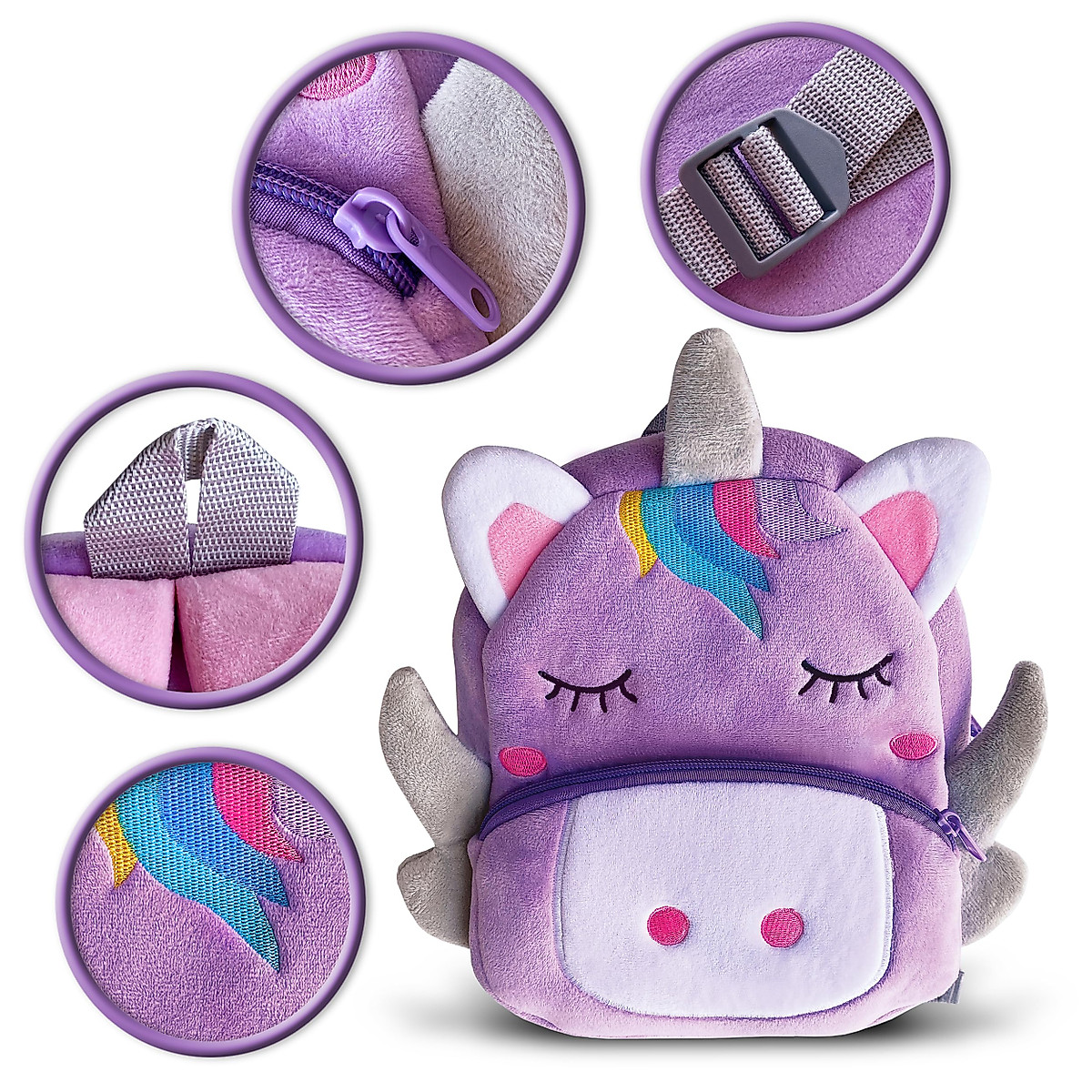 Svitbag Toddler Animal Cartoon Small Mini Backpack with Adjustable Straps for Boys and Girls - Travel Carrier for Toys, Crafts, Essentials - Unique Birthday Gift for 1-5-year-old (Unicorn)