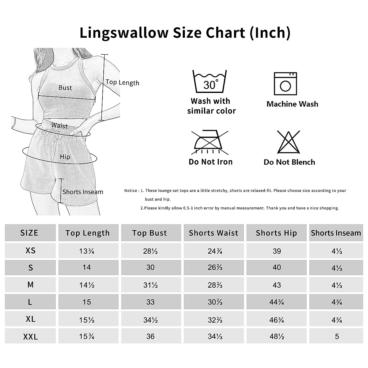 Lingswallow 2 Piece Women Lounge Sets - Sleeveless Crop Top and Shorts Waffle Lounge Set Tracksuits Sweatsuits for Women