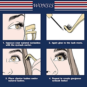 WONSIS Lash Clusters, DIY Eyelash Extension, 120 Lightweight Clusters Individual lashes, Wispy Soft Reusable Artificial Natural Look for Cluster Lash, C Curl False Eyelashes (Allure-12mm)…