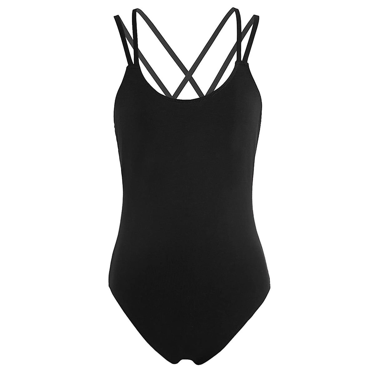 Kvysinly Women's Camisole Leotard Spaghetti Straps Ballet Dance Costumes Gymnastics Dancewear One Piece Jumpsuit Black Small