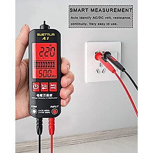 SUETTLA A1 Voltage Tester, Non Contact Voltmeter Digital Smart Multimeter Electric Detector for Measure AC/DC Volt, Liver Wire, Resistance, Continuity