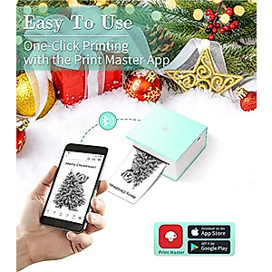 Phomemo Sticker Printer - M02 Mini Photo Printer, Bluetooth Portable Thermal Instant Sticker Maker, for iOS + Android, for Photo, Learning, Journal, Study Note, Christmas, Good Gift (Ice Cream Green)