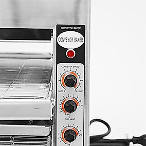 Omcan 11387 14 Inch Wide Conveyor Belt Adjustable Heat and Speed Stainless Steel Infrared Baking Commercial Kitchen Toaster Oven