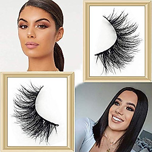 GOO GOO Mink Lashes, 18mm Natural False Eyelashes 3D Layered Effect Real Siberian Mink Fur Fake Eyelashes Hand Made Strips Eyelashes Reusable Make Up 1 Pair Natural Lashes