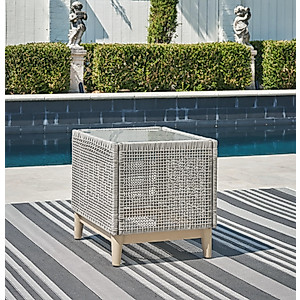 Signature Design by Ashley Seton Creek Outdoor End Table, 22" W x 22" D x 23" H, Light Gray & Light Brown