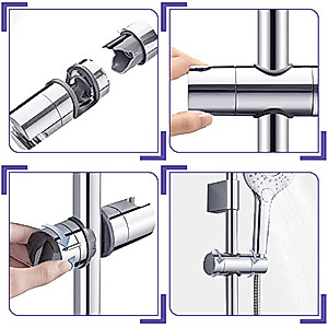 Shower Head Holder for Slide Bar Adjustable,18-25MM O.D. Hand Shower Bracket Holder for Slide Bar Slider Clamp Bathroom Replacement,360 Degree Rotation Sprayer Holder ABS Chrome
