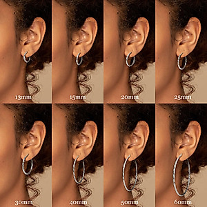 Milacolato 925 Sterling Silver Hoop Earrings for Women 18K White Gold Plated Twisted Hoop Earrings Hypoallergenic Lightweight Click-Top Big Hoop Earrings 25mm