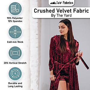 Ice Fabrics Stretch Crushed Velvet Fabric by The Yard - 60/62" Wide Soft Velvety Fabric for Sewing Apparel, Upholstery, Curtains & Decor - 250 GSM - 20% Vertical Stretch - Orange - 1 Yard