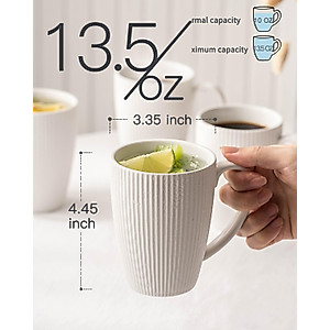 getstar Coffee Mugs Set of 4, Ceramic Coffee Mug Microwave and Dishwasher Safe, Coffee Cups Ceramic with Big Handle (13.5 oz, Classic White)