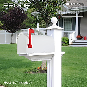 Plastic Rural Curbside Post Mount Mailbox - Weatherproof - Parcels Home Delivery - Lightweight - Made in Canada - 19'' x 10'' x 7'' (White)