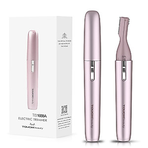 TOUCHBeauty Facial Hair Trimmer Eyebrow Shaper Wet & Dry Hair Removal for Face Legs Battery Powered Upgraded(Rose Gold)