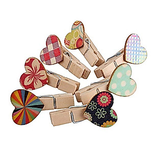 Z ZICOME 100 Pcs Mini Wooden Clothespins with Hearts for Hanging Photos Decorations for Valentine Engagement Wedding Bridal Shower Party