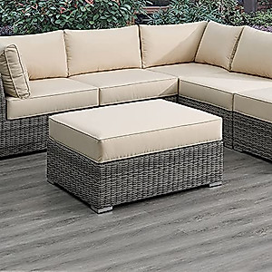 simple relax Tessio Outdoor Modular Patio Resin Wicker Ottoman in Beige