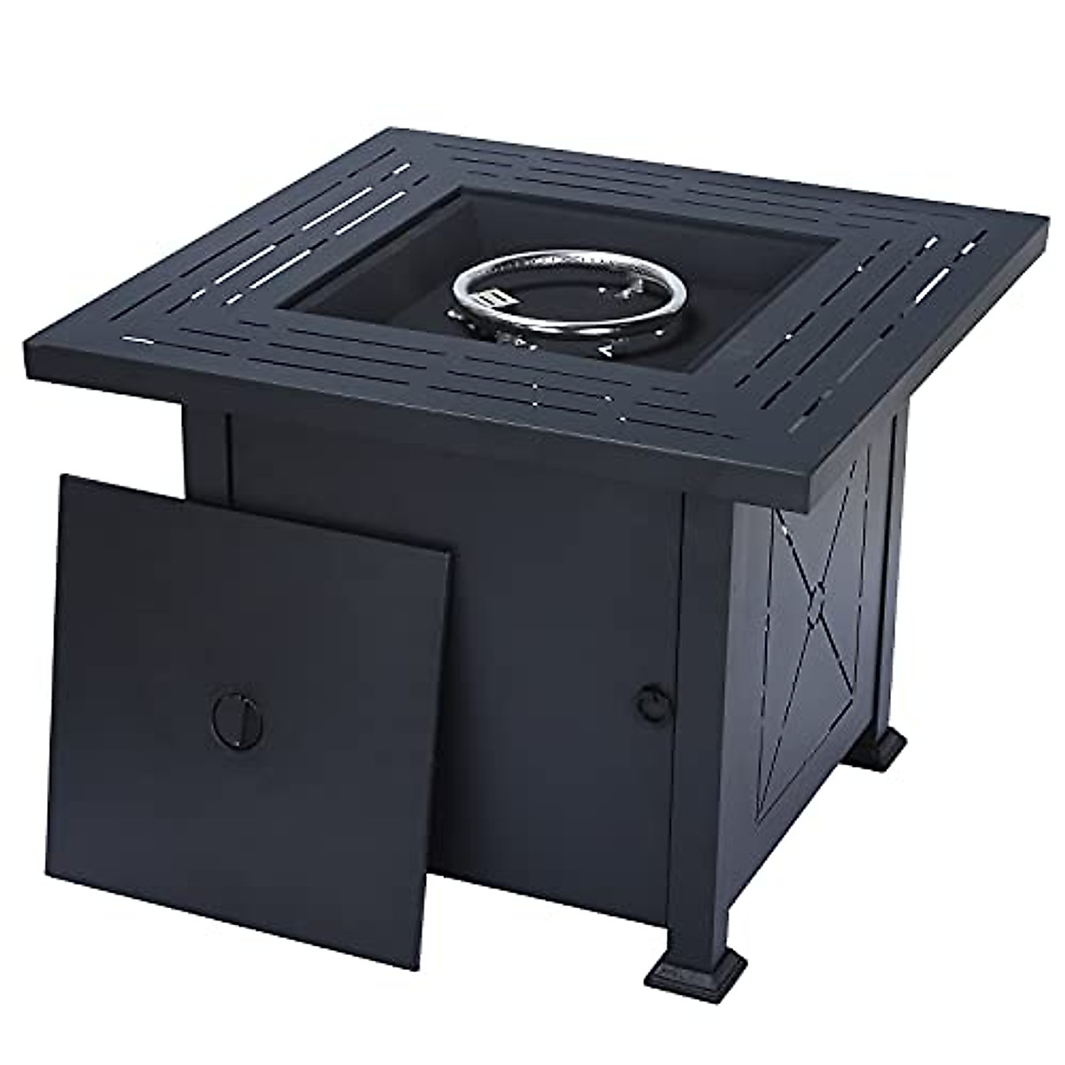 QGMEI90 Outdoor Propane Firepit Table 32in Propane Gas Fire-Pit Table 50,000 BTU Auto-Ignition Fire-Pit Look Square for Patio and Garden