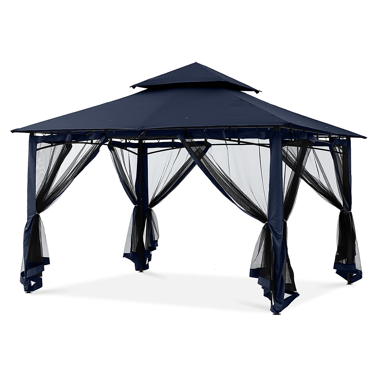 MASTERCANOPY Outdoor Garden Gazebo for Patios with Stable Steel Frame and Netting Walls (10x10,Navy Blue)