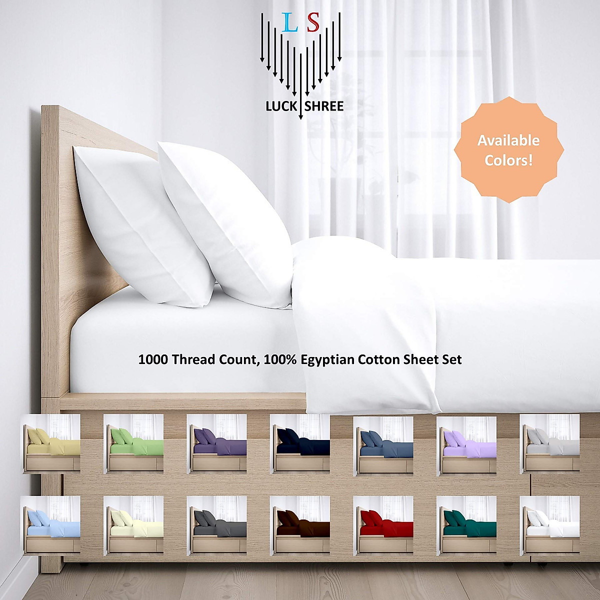 1000-Thread-Count, 100% Egyptian Cotton, 6-PC Sheet Set |1 Fitted, 1 Flat, 4 Pillowcases| 1000TC Soft Breathable Long Staple Cotton, Fits 18" Deep Pockets - Queen Size, Leopard Print Color