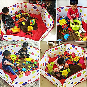 UHBGT Baby Playpen Foldable, Indoor & Outdoor Play Space Play Portable Playard with Bag, Versatile Play Space Children Playpen Hexagon Polka Dot for Garden/Backyard/Home