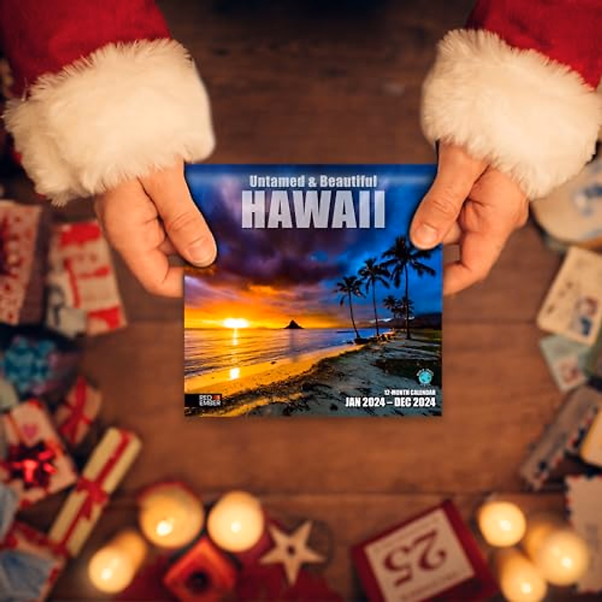 Small Spaces Mini Wall Calendar - Untamed & Beautiful Hawaii 2024 Hangable Monthly by Red Ember | Only 7" x 14" Open | Thick & Sturdy Paper | Giftable | Beach Nature Travel | Your Daily Hawaiian
