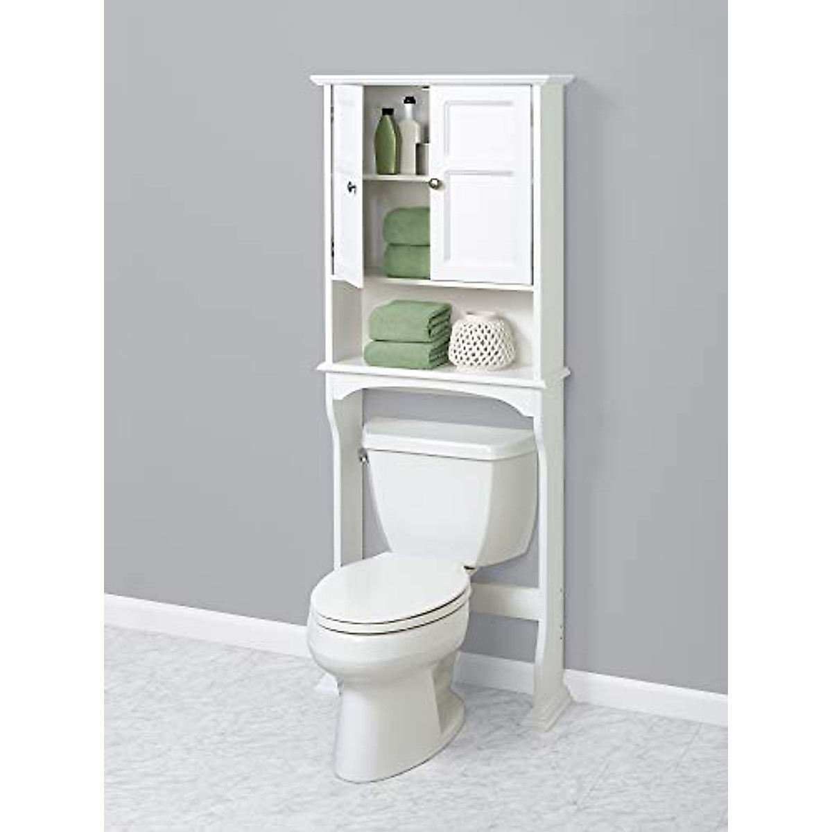 Zenna Home Collette Over the Toilet Bathroom Spacesaver, Bath-Storage Shelves, White