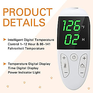 Set of 2 Pet Heating Pad Heated Dog Bed Electric Cat Warming Pad Adjustable Temperature Pet Warming Mat with Timer, Removable Washable Cover, Anti Bite Cord for Indoor Outdoor Pets, 17.7 x 27.6 Inch