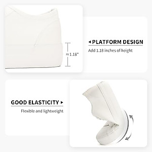 Women's Platform White Sneakers Low Top Canvas Sneakers Lace-up Shoes Fashion Classic Casual Sneakers(White, US11)