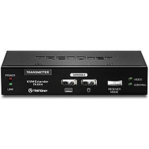 TRENDnet KVM Extension Kit, Extend Keyboard/Video/Mouse Controls, up to 100 Meters (328 ft.), Hot-Keys, Transmitter, Receiver, PS/2, VGA, TK-EX4