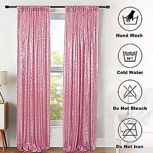 Sparkle Backdrop Curtain Fuchsia Pink 2 Panels Set Sequin Photo Backdrop 2FTx8FT Sequin Backdrop Curtain Pack of 2