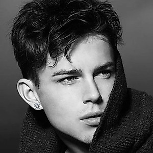 Hopply 4 Pairs Titanium Screw Back Surgical Stainless Steel Earrings for Women Men,Rainbow 5A Cubic Zirconia Studs Double Side Earrings Piercing Sleeper Jewelry 6mm (A-Black Colorful CZ)