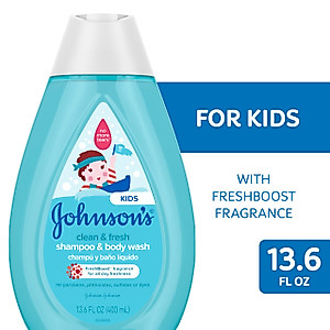 Johnson's Kids Clean & Fresh Children's Shampoo & Body Wash, Tear-Free, Paraben-, Sulfate- & Dye-Free, Hypoallergenic & Gentle on Toddlers' & Kids' Developing Hair, FreshBoost Scent, 13.6 fl. oz