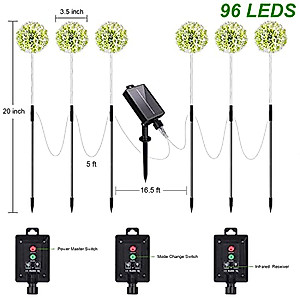 Solar Outdoor Lights Garden Decor, 6 Pack Solar Dandelion Flower Stake Landscape Lights IP65 Waterproof with Remote, 96 LED 8 Lighting Modes Outdoor Decoration for Lawn Patio Yard Pathway Party Gift
