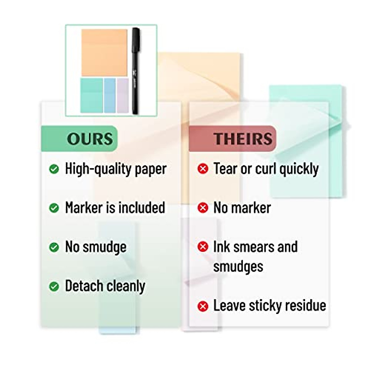 Mr. Pen- Transparent Sticky Notes, 200 pcs, Pastel Colors, See Through Sticky Notes, Sticky Notes Transparent, Sticky Notes Clear, Annotation Sticky Notes, Bible Sticky Notes, Sticky Notes for Books