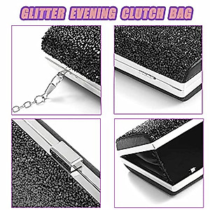 ELABEST Glitter Evening Clutch Bag Rhinestone Handbag Crossbody Purse Wedding Party Bag for Women and Girls (Single-sided black crystal)