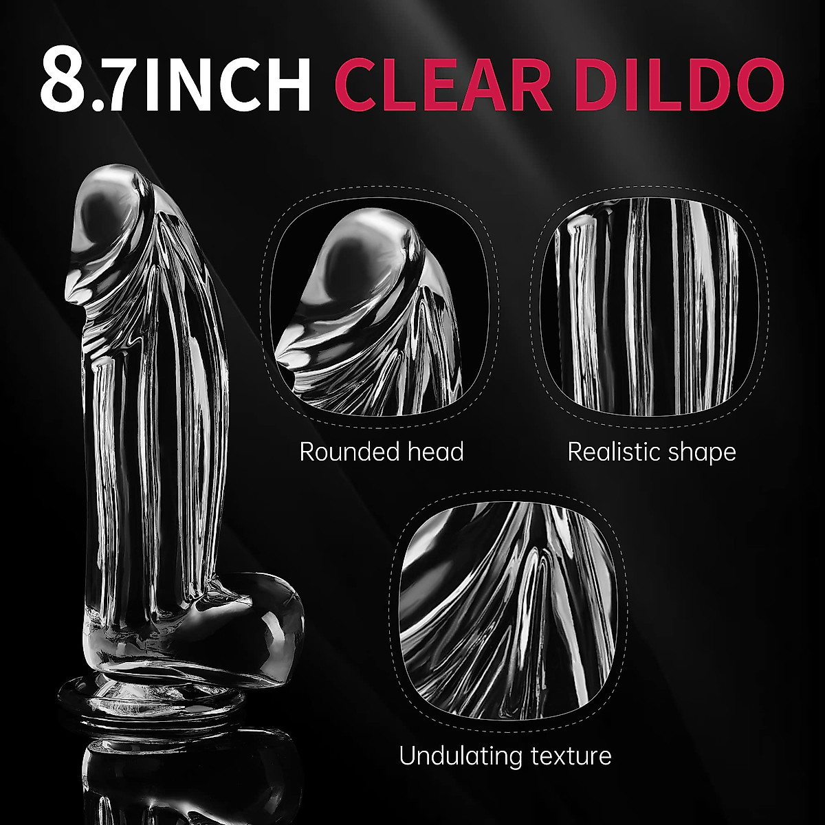 Huge Thick Clear Dildo Sex Toy - 8.7 Inch Big Penis Dildos with Strong Suction Cup for Hands-Free Play, 2'' Diameter Anal Dildo Vagina G Spot Stimulator Adult Sex Toys for Women Pleasure(L)