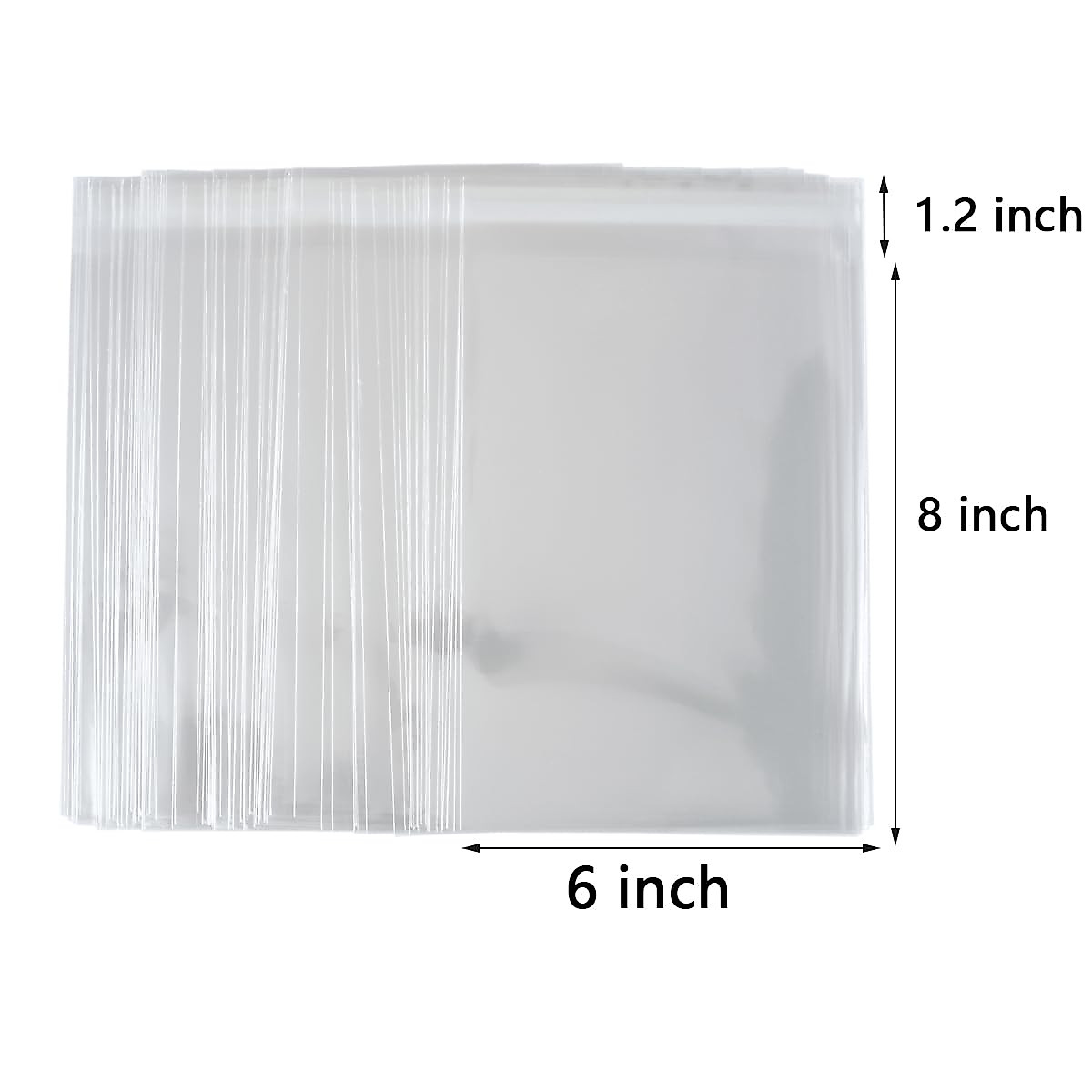 COOLAKE Self Sealing Cellophane Bags 6x8 Inch 100 Pcs Clear Resealable Cello Bags Self Adhesive Treat bags for Packaging,Bakery Bread,Cookies,Favors,Products,Candy