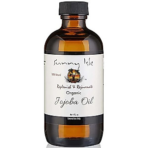 Sunny Isle Organic Jojoba Oil 4oz | 100 Pure | Moisturizing for Hair, Face, Skin & Nails | Natural Cold-Pressed | Base Carrier Oil