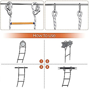 LQX Escape Rope Ladder Flame Resistant Emergency Escape Ladders Safety Evacuation Ladder with Hook for Kids and Adults Home Climbing Tree House Playground 2-5 Story/3M