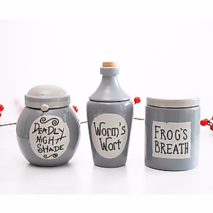 Disney The Nightmare Before Christmas Sally's Mini Storage Jars 3-Piece Set Replica | Sculpted Ceramic Kitchen Containers For Snacks