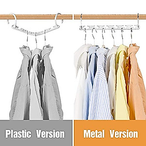 XFKITCHEN Metal Magic Hangers Space Saving Clothes Hangers Closet Space Saver Clothing Hanger Oragnizer for Wardrobe Space,Wrinkle-Free Clothes（Pack of 4）