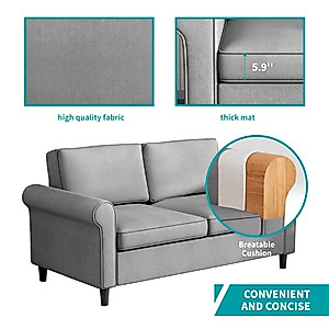 BALUS Upholstered Loveseat Couch for Living Room, Modern Love seat Sofa Furniture with 5.9“ Upholstered Cushion for Apartment/Living Room/Bedroom/Office(Light Grey)