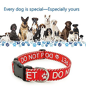DWOOFG Dog Collar for DO NOT PET, Sturdy Durable with Buckle , Red Dog Collars for Small Medium Large Dogs, Premium Adjustable Polyester Pet Collar