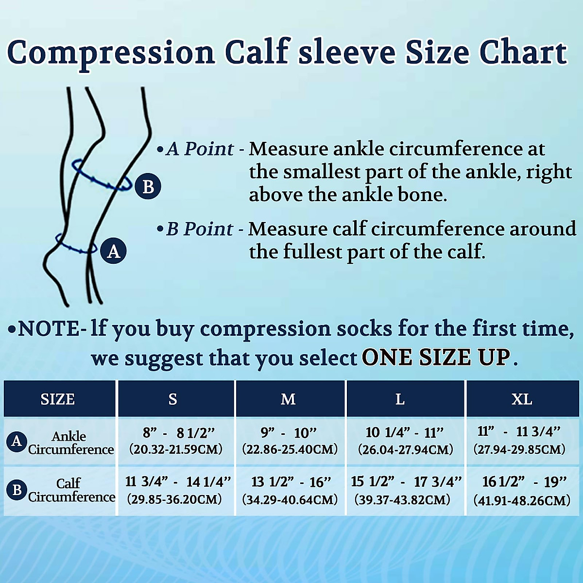 LIN PERFORMANCE Calf Compression Sleeves for Men and Women 20-30mmhg Calf Support Sleeves Footless Lightweight for Running Cycling Travel Circulation Recovery Pain Relief(Blue,M)