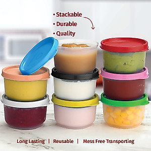 SIGNORA WARE Reusable Plastic Food Storage Containers 8 pack – 4 oz. Stackable Airtight Leak proof Food Containers for Snacks, Nuts, Baby Food, Picnics, Food Prep,Salad Dressing - BPA Free