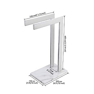 KES Hand Towel Holder Stand for Bathroom Countertop Double-L Hand Towel Rack with Marble Base for Bathroom Vanity Freestanding SUS 304 Stainless Steel Brushed Finish, BTH220B-2