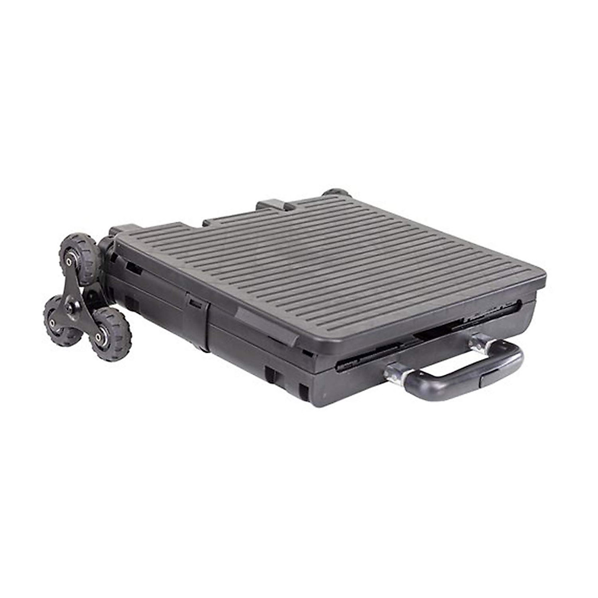 dbest products Quik Cart Elite Stair Climber Wheeled Rolling Crate Teacher Utility With seat Heavy Duty Collapsible Basket With Handle, Black