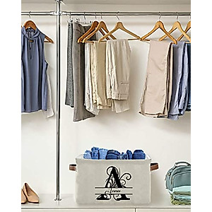 Personalized Gift for Women/Men, Customs Basket with Name Storage Bins for Organizing Shelves, Letter A Collapsible Custom Storage Boxes with Handle, Monogram Words Customized Closet Organizers