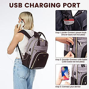 LOVEVOOK Laptop Backpack for Women men, Fits 15.6 Inch Laptop Bag, Fashion Travel Work Anti-theft Bag, Business Computer Waterproof Backpack Purse, University Backpacks, Grey-Black-Balck